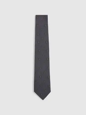 REISS Reiss Parma Jacquard Neck Tie Steel Blue