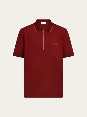 FERRAGAMO Cotton Polo Shirt With Zip Closure - Red