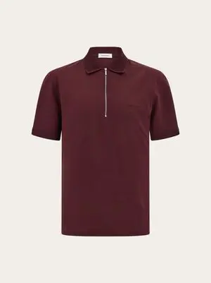FERRAGAMO Polo Shirt With Zip Collar Red