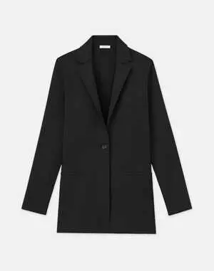 Lafayette 148 New York Petite Crepe Knit Fitted Blazer - Black