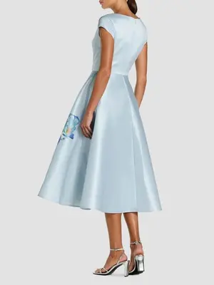 Mac Duggal Satin Painted Floral Cocktail Dress - Periwinkle Multi