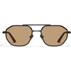 Quay En Route 57mm Aviator Sunglasses - Matte Black/tan