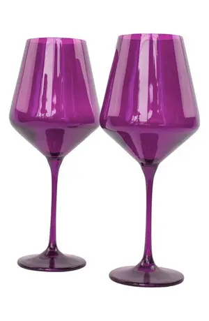 ESTELLE COLORED GLASS Set Of 2 Stem Wine Glasses - Amethyst
