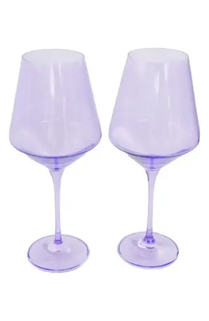 ESTELLE COLORED GLASS Set Of 2 Stem Wine Glasses - Lavender