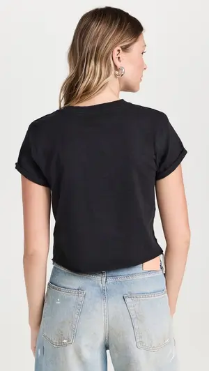 Free People The Perfect Tee Short Sleeve Crewneck With Raw Trim - Black