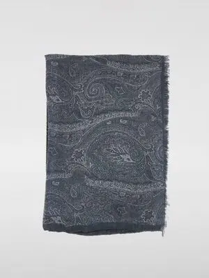 Etro Fringed Paisley Jacquard Cashmere Scarf Black 1