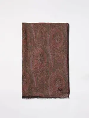 Etro Fringed Paisley Jacquard Cashmere Scarf Red