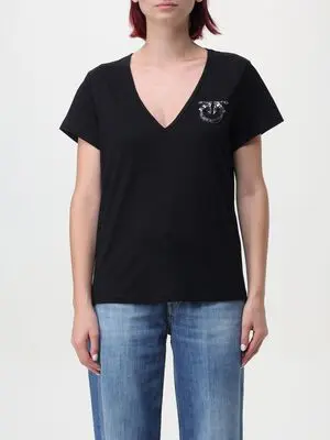 Pinko Embellished V-neck T-shirt - Black