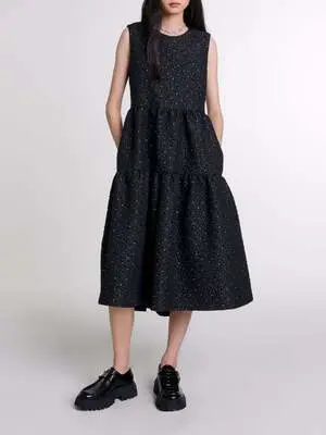 Maje Rhinestone Maxi Dress - Black