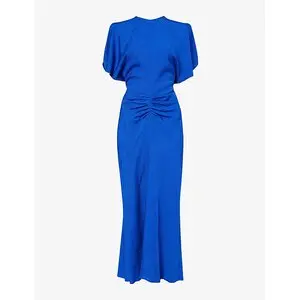 Victoria Beckham Ruched Woven Midi Dress