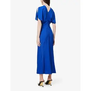 Victoria Beckham Ruched Woven Midi Dress