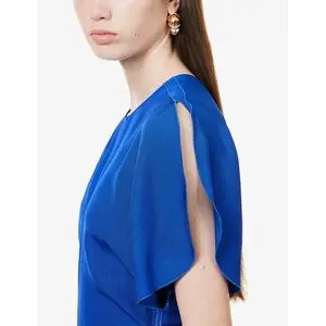 Victoria Beckham Ruched Woven Midi Dress