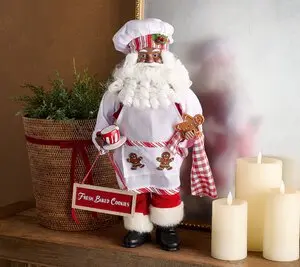 VALERIE PARR HILL As Is 20' Baking Santa W/ Gingerbread Cookie & Cocoa - One-color