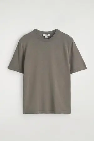 Cos Slim Knitted Silk T-shirt - Gray