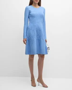 Lela Rose Brocade Fit-And-Flare Dress In Oxford - 72% Off | Editorialist