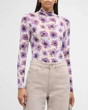Ulla Johnson Ulla Johnson Aurelia Printed Turtleneck Top - Wisteria