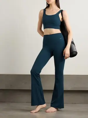 Nike Zenvy Stretch-jersey Flared Leggings - Blue