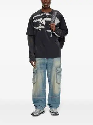 DIESEL® T-boxt-n14 Flocked-logo T-shirt - Black