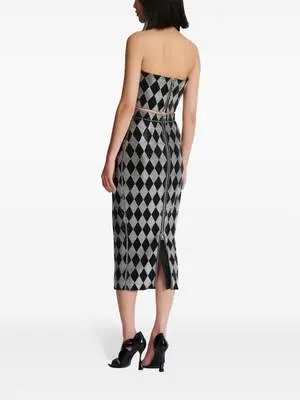 Balmain Diamond-print Rhinestone Crop Top