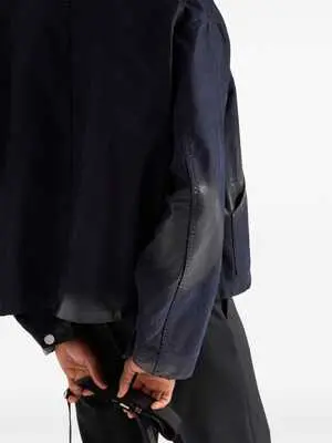 Prada Leather-Effect Moleskin Blouson Jacket - Blue | Editorialist