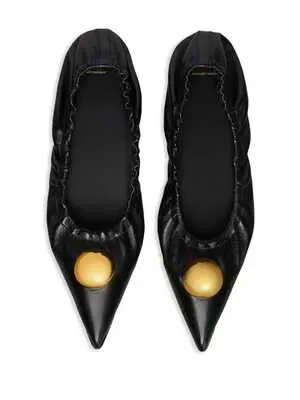 Ami Pointed-toe Leather Ballerinas