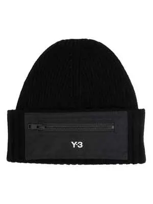 Y3 Logo-print Wool Beanie - Black