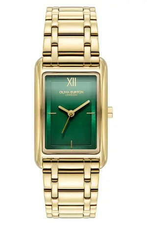 OLIVIA BURTON Grove Rectangular Bracelet Watch - Gold/forest Green