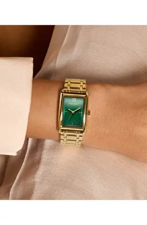OLIVIA BURTON Grove Rectangular Bracelet Watch - Gold/forest Green