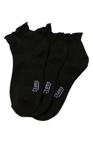 STEMS Everyday Classics Ruffle 3-pack Crew Socks - Black