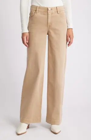 Wit & Wisdom Ab'solution High-Waist Wide-Leg Jeans Washed Sand