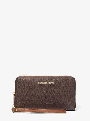 Michael Kors Jet Set Signature Logo Smartphone Wristlet - Brown