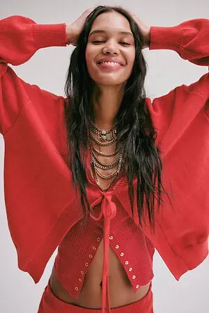 Free People Going Places Cardigan - Cherry Crush