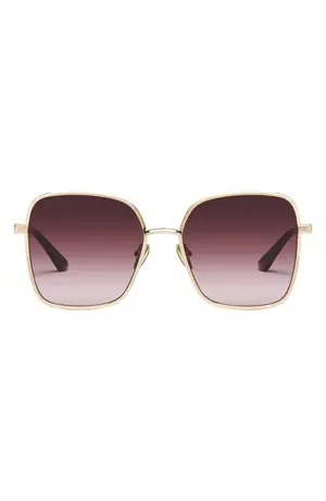Quay 5th Ave 58mm Square Sunglasses - Brushed Gold/plum To Pink