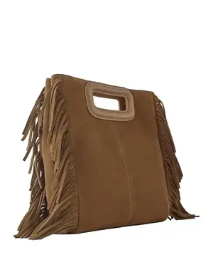 Maje M Suede Fringe Bag - Camel