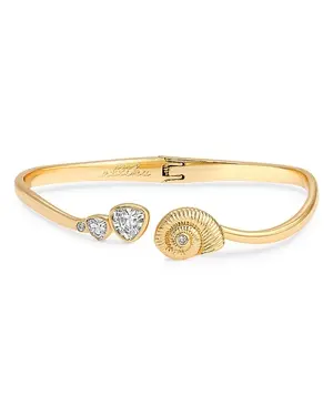 Ettika Crystal Swirled Shell Cuff Bracelet - Gold