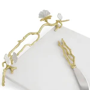 Michael Aram Butterfly Ginkgo Gold Cheeseboard W/ Spreader - White
