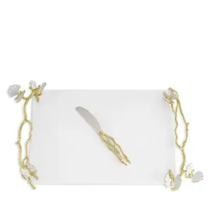 Michael Aram Butterfly Ginkgo Gold Cheeseboard W/ Spreader - White