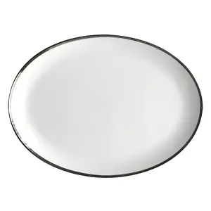TWIG NEW YORK Platinum Edge Oval Platter - Silver