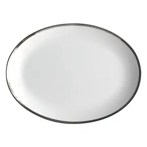 TWIG NEW YORK Platinum Edge Oval Platter - Silver