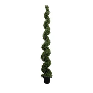 NEARLY NATURAL 9' Uv Resistant Artificial Rosemary Spiral Topiary Tree - Green