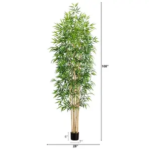 NEARLY NATURAL 9' Artificial Bamboo Tree With Real Bamboo Trunks