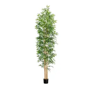 NEARLY NATURAL 10' Artificial Bamboo Tree With Real Bamboo Trunks - Green