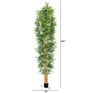 NEARLY NATURAL 12' Artificial Bamboo Tree With Real Bamboo Trunks