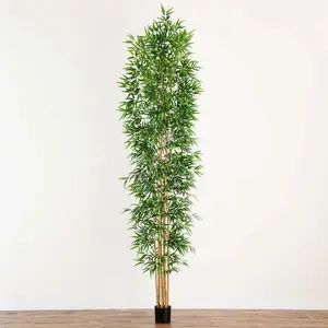 NEARLY NATURAL 12' Artificial Bamboo Tree With Real Bamboo Trunks