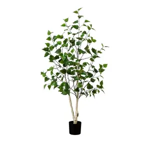 NEARLY NATURAL 4' Artificial Birch Tree With Real Touch Leaves - Green