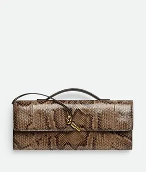 Bottega Veneta Andiamo Top Handle Clutch Python/fondant