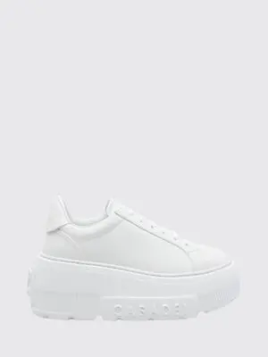 Casadei Nexus Leather Platform Wedge Sneakers - White