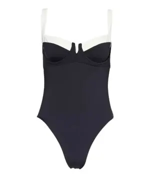 Monday Swimwear Clovelly Sweetheart-neck Swimsuit - Black/ivory Rec
