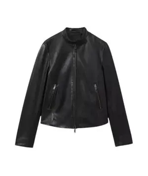 REISS Darby Zip-up Leather Biker Jacket