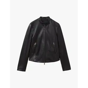 REISS Darby Zip-up Leather Biker Jacket